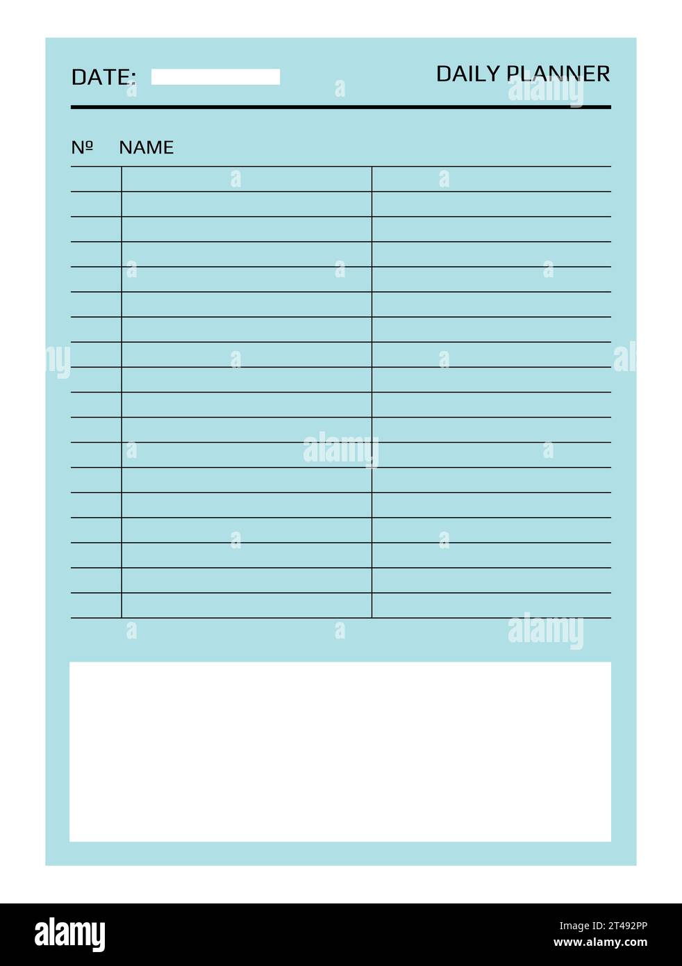 Planner page. Daily plan. Blank paper sheet. Office schedule for tasks ...