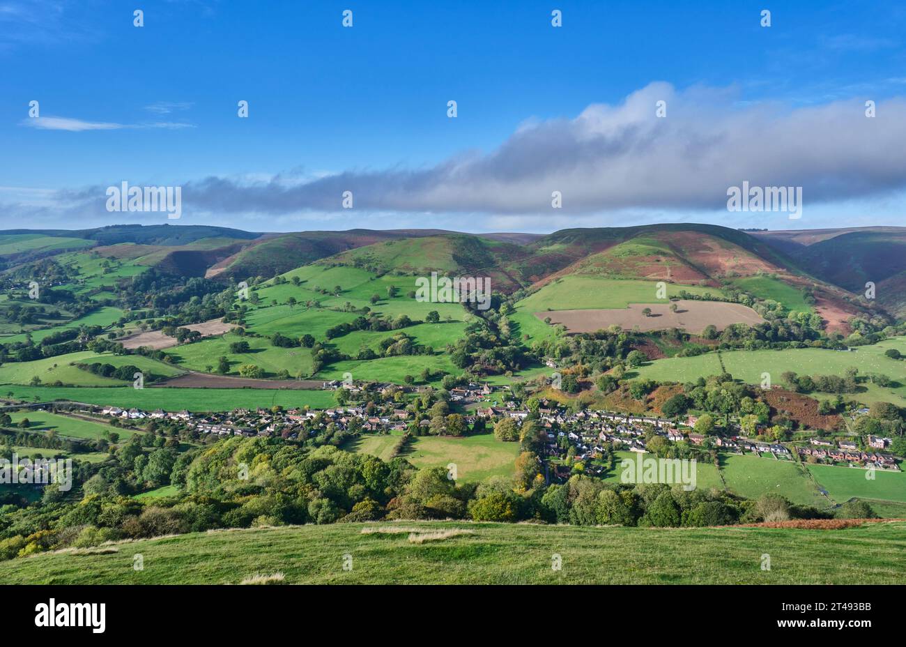 Little Stretton and the Long Mynd seen from Ragleth Hill, Church ...