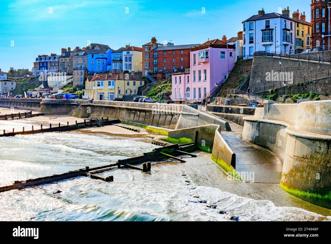 A mixture of colourful architecture on the seafront above the pier in ...