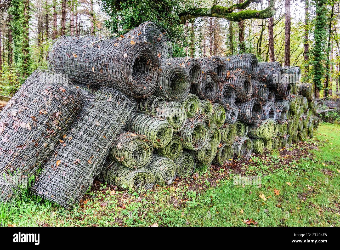 Rolls of wire mesh netting used for deer control fencing - La Ribaloche ...