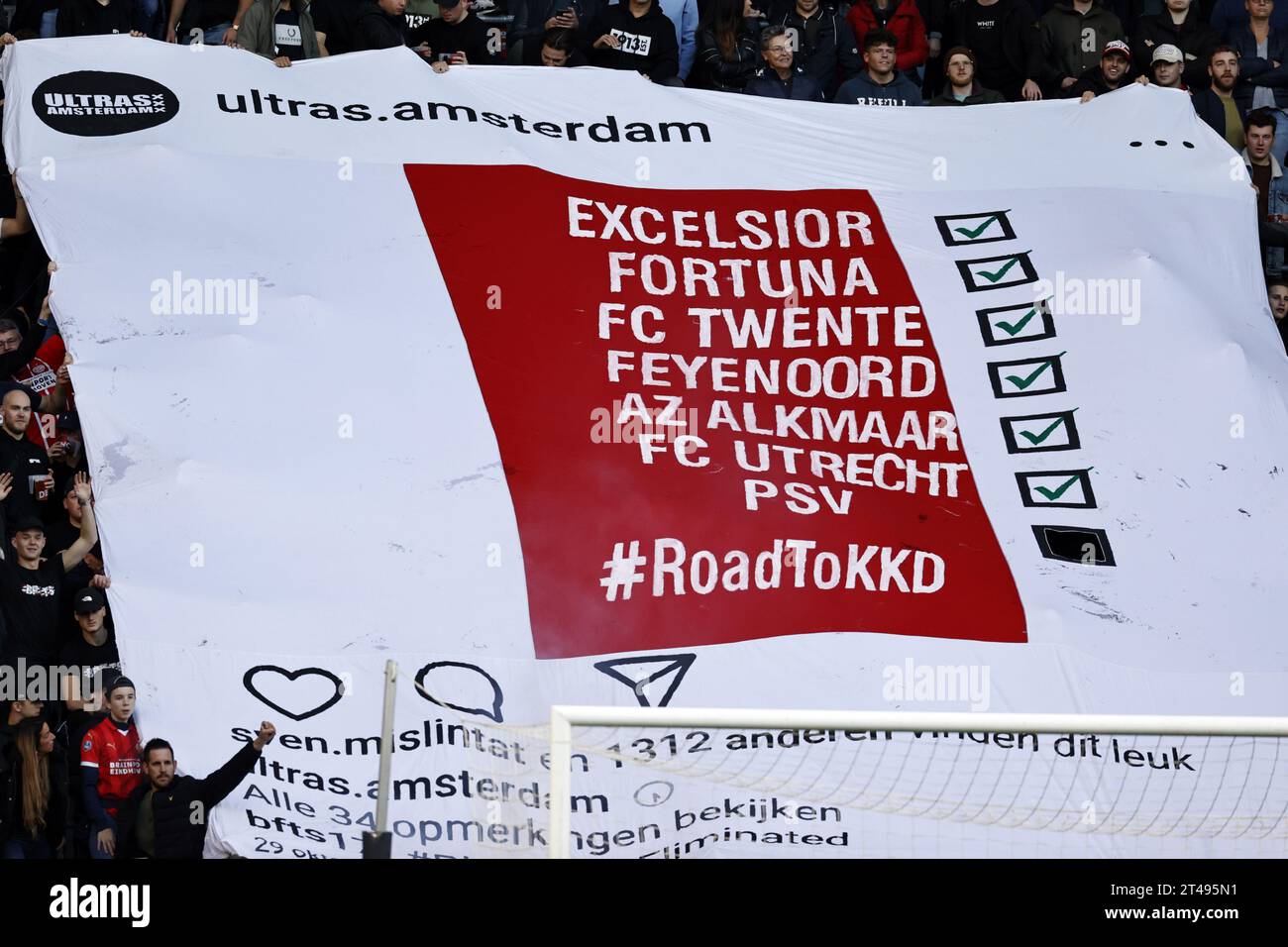 EINDHOVEN - PSV supporters with a RoadToKKD banner during the Dutch ...