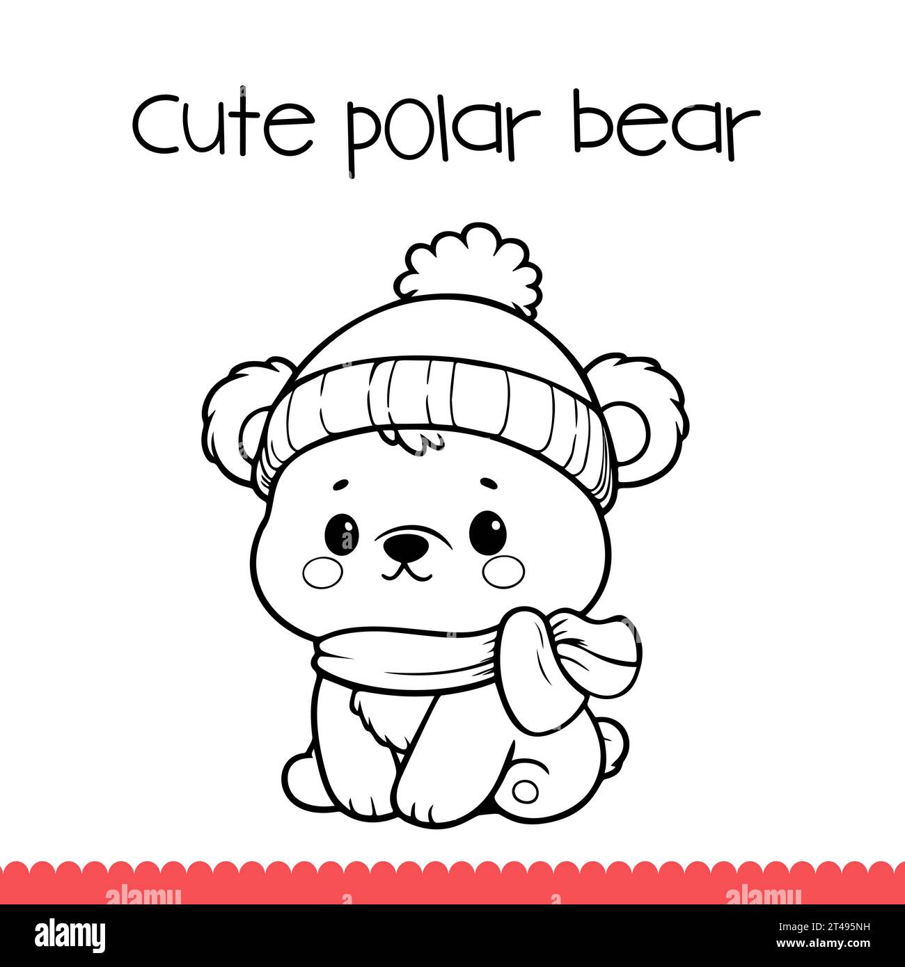 Cute Polar Bear Coloring Page for kids. Vector Illustration Stock ...