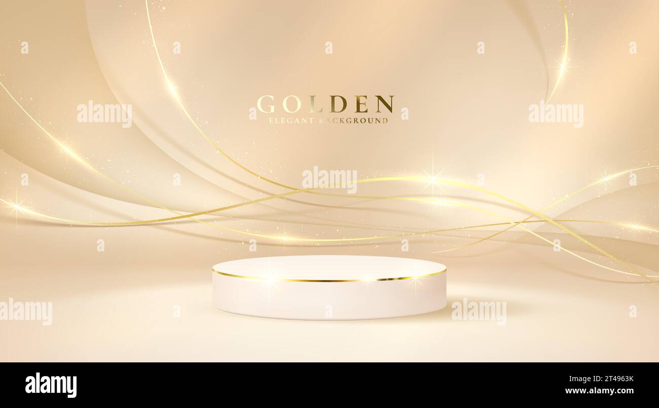 Podium abstract background. Gold platform for products presentation. 3d ...