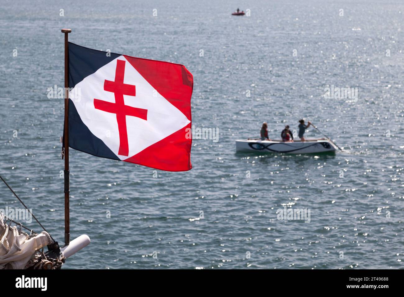 Flag of bowsprit of the ships of the Free French Naval Forces Stock ...