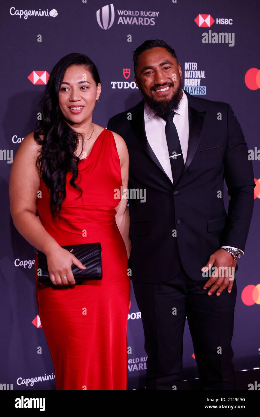 Ireland's Bundee Aki and his wife, Kayla Aki during the World Rugby ...