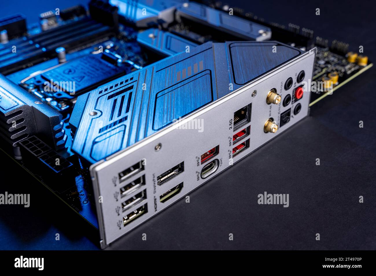 modern powerful and fast motherboard with connectors for HDMI and USB ...