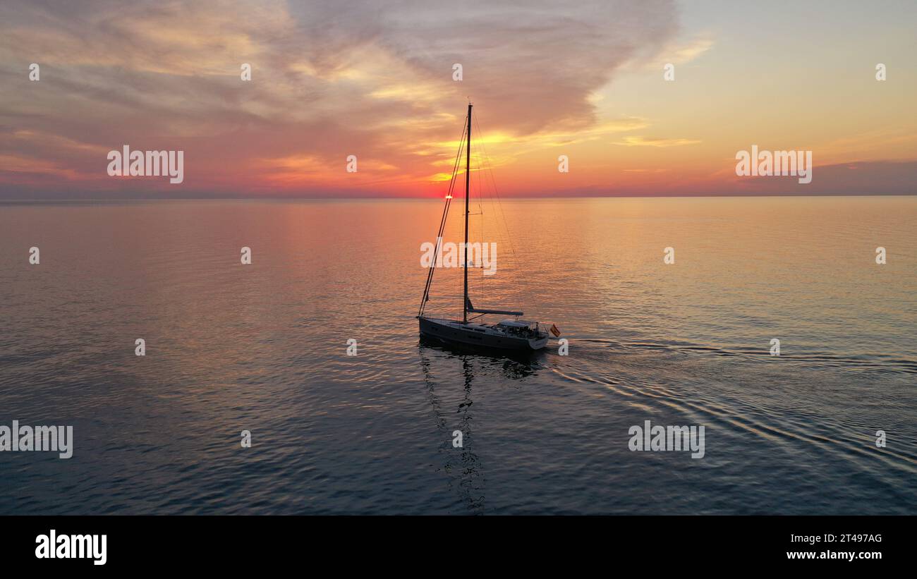 Orange sunset cruise ship drone hi-res stock photography and images - Alamy