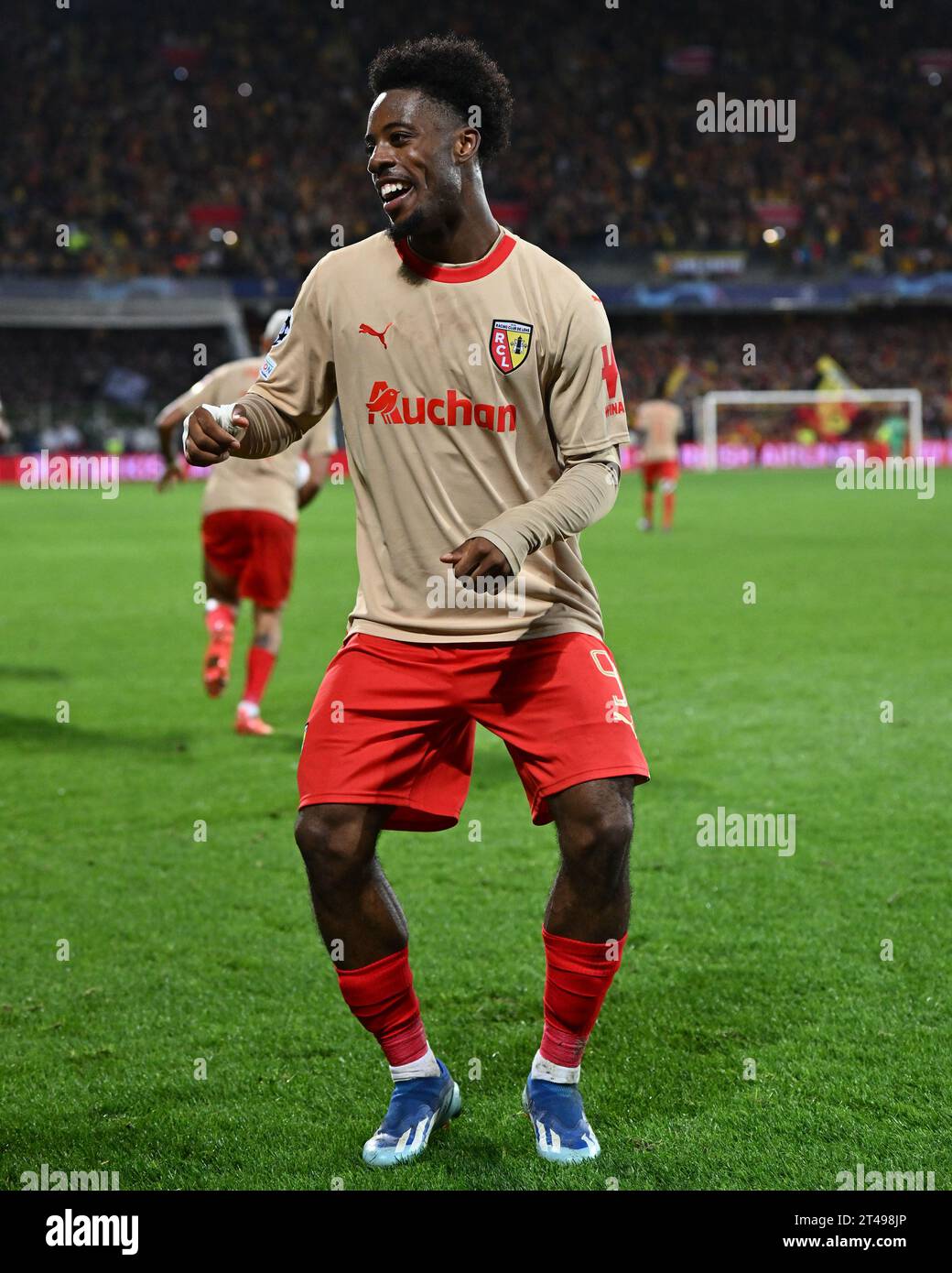 LENS, FRANCE - OCTOBER 24: Elye Wahi of RC Lens celebrates after ...