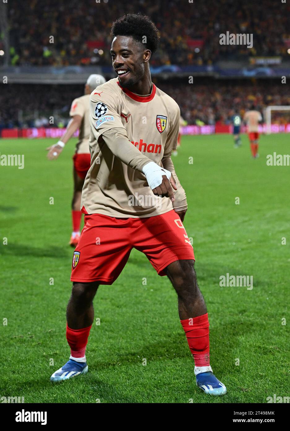 LENS, FRANCE - OCTOBER 24: Elye Wahi of RC Lens celebrates after ...