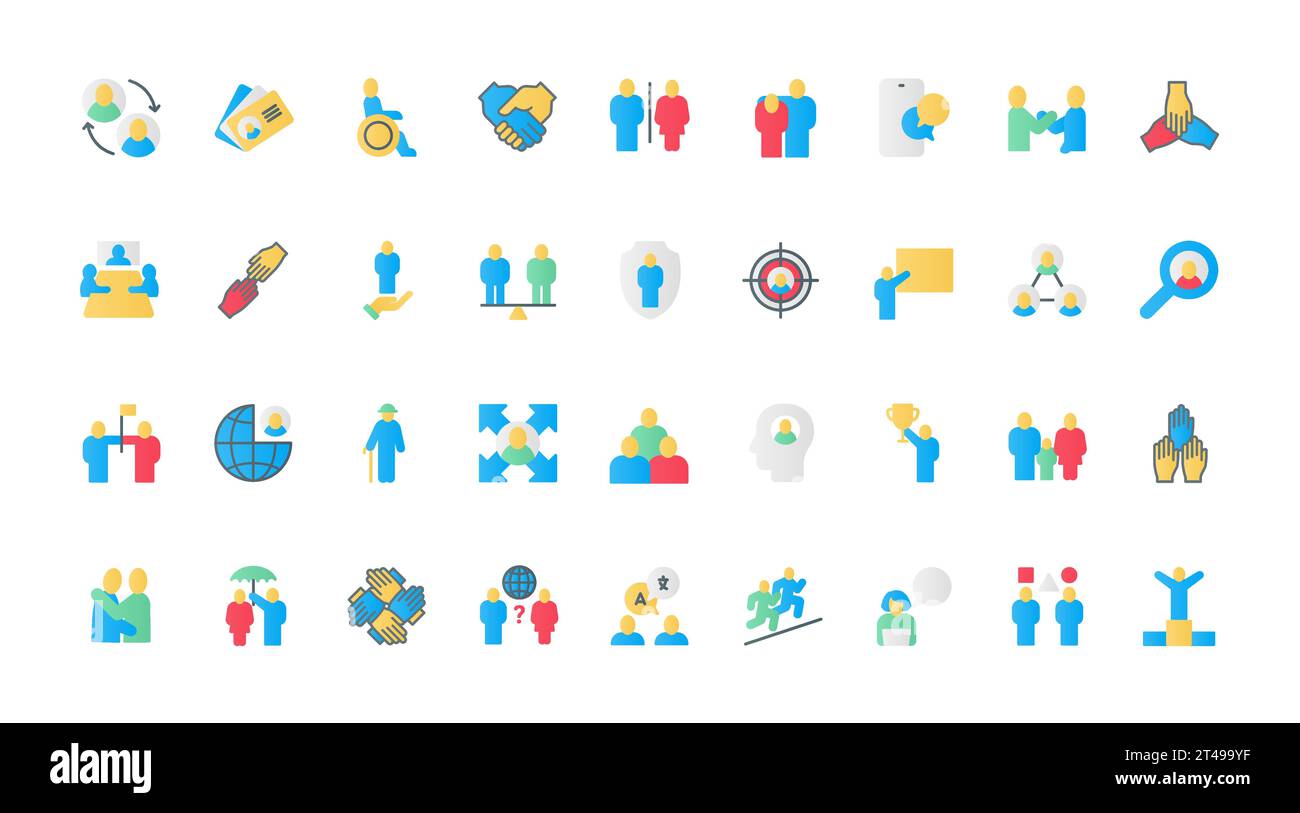 People, community flat icons set vector illustration. Human society and ...
