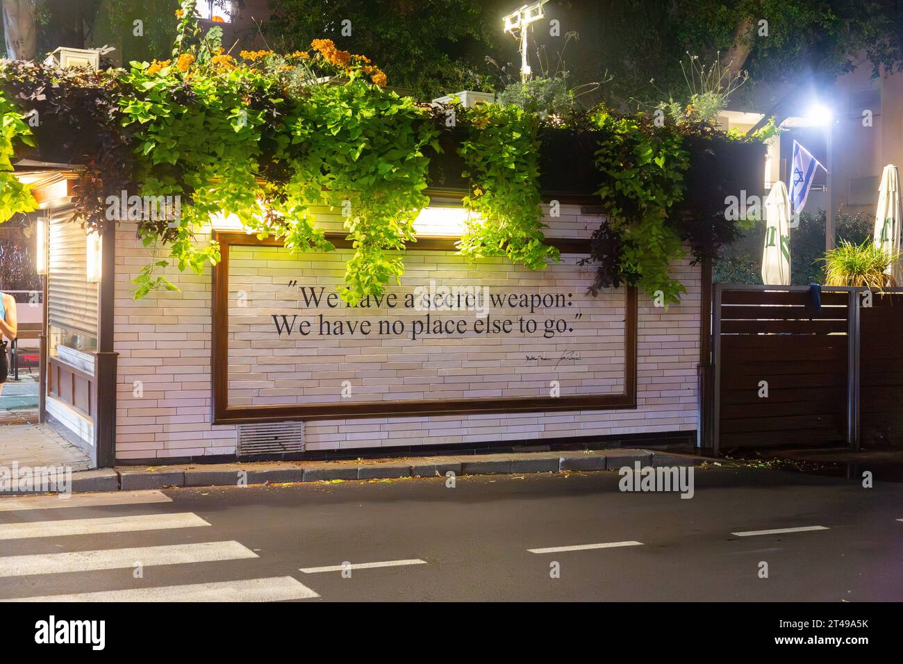 Tel Aviv, Israel - October 28, 2023 - Writing on a wall in tel Aviv, a ...