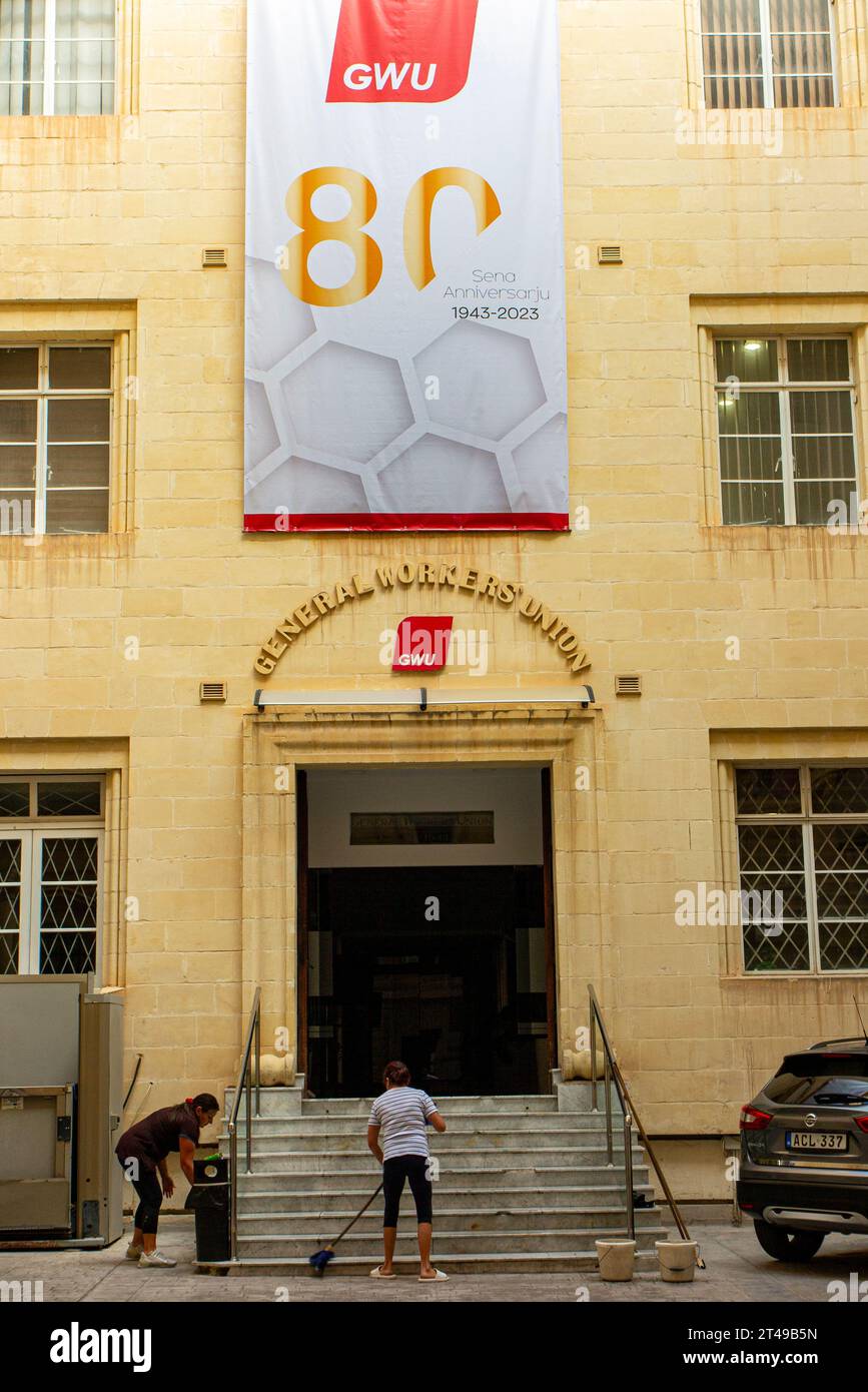 General Workers Union office in Valletta, Malta Stock Photo - Alamy