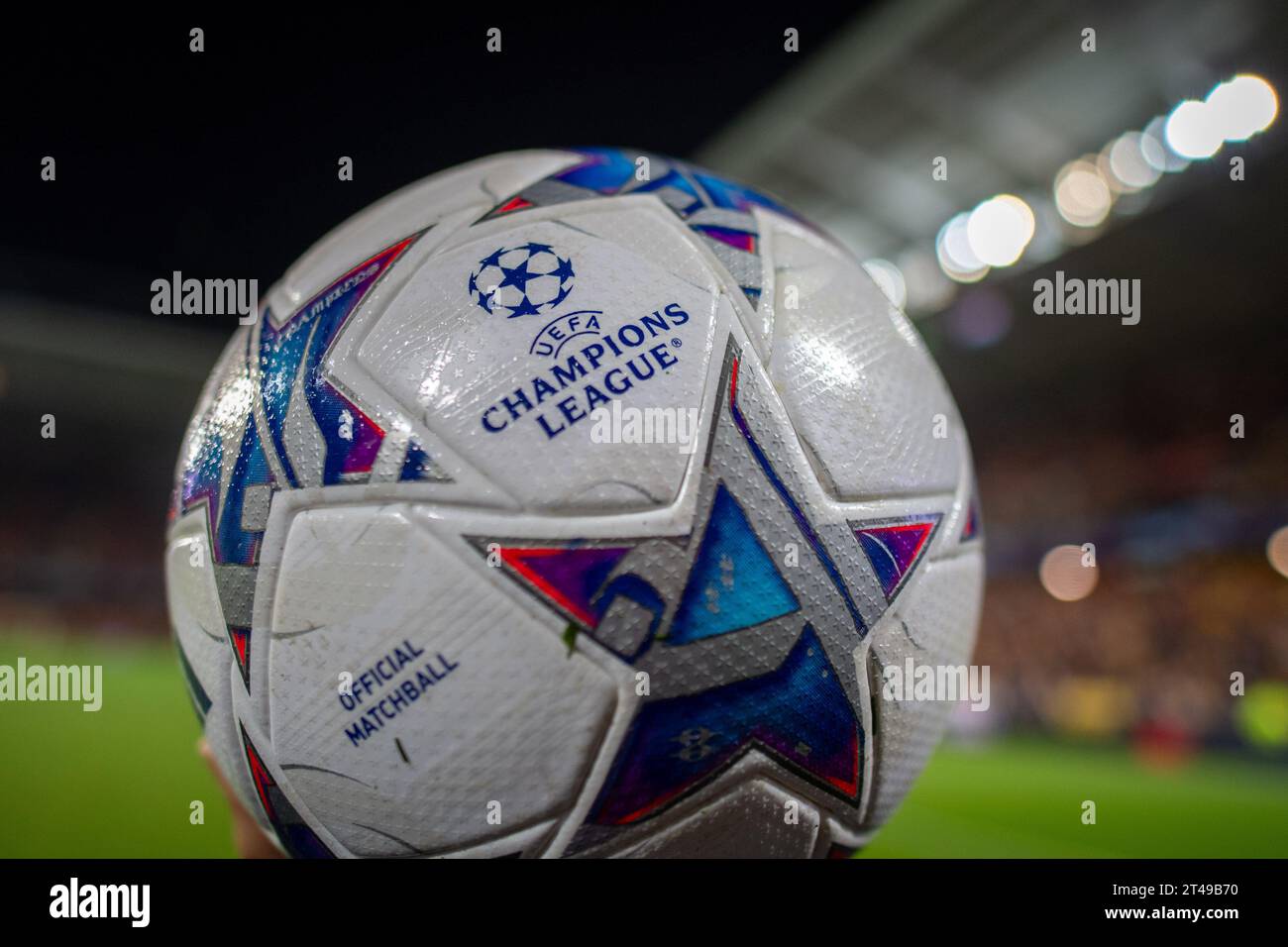 LENS, FRANCE - OCTOBER 24: Official match ball with UEFA Champions ...