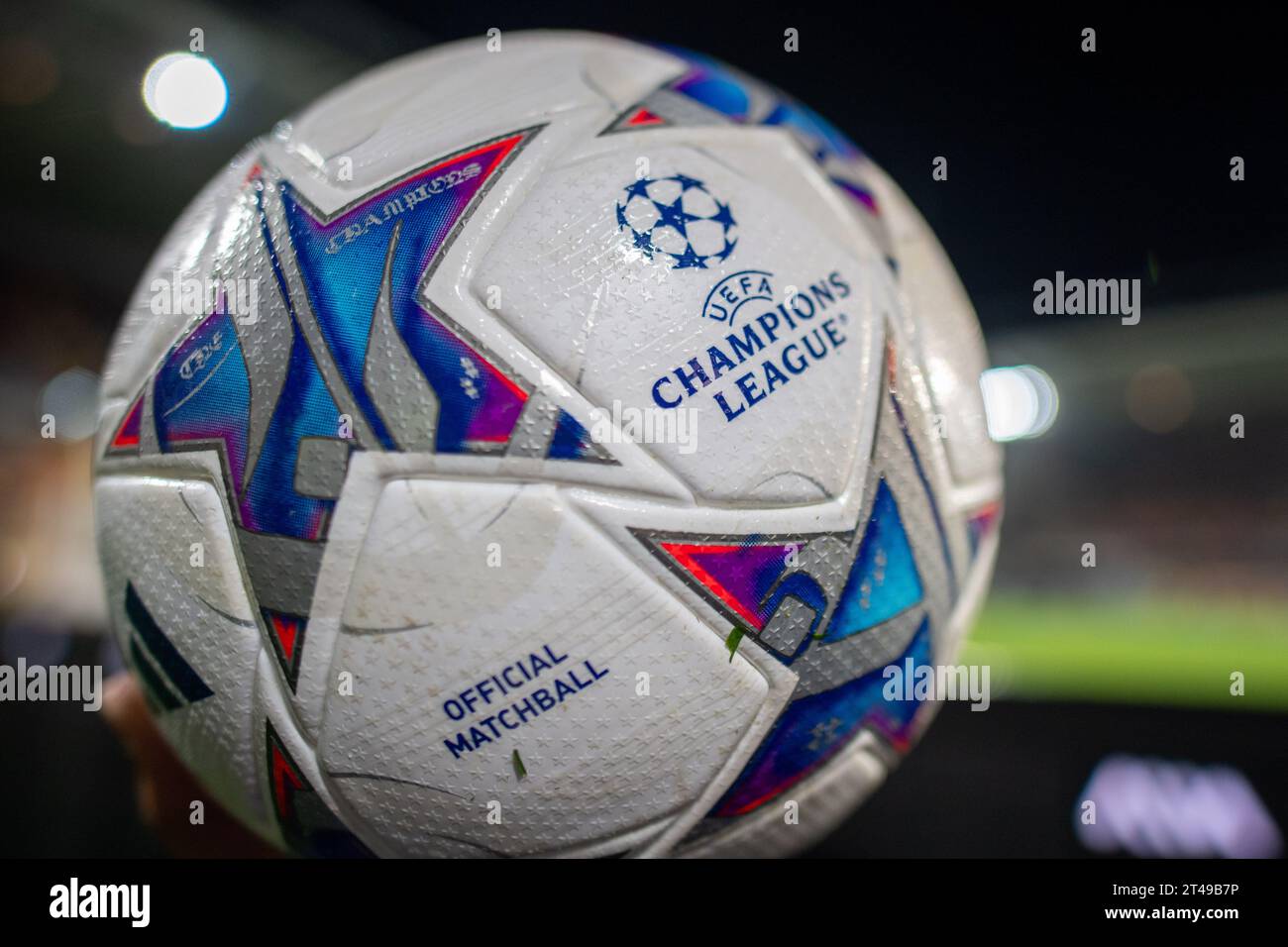 LENS, FRANCE - OCTOBER 24: Official match ball with UEFA Champions ...