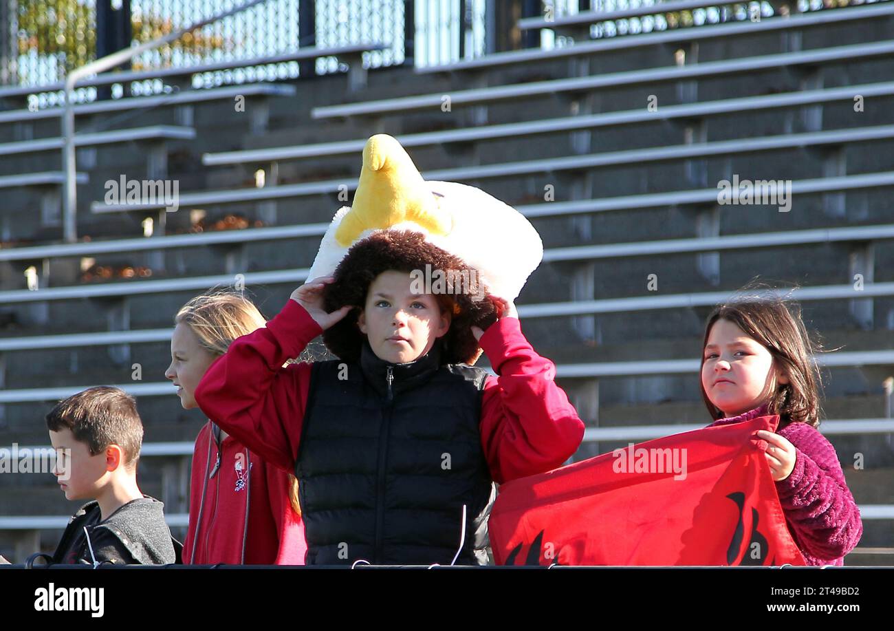 Hillsboro Stadium, Portland, OR, USA. 28th Oct, 2023. A young fan ...