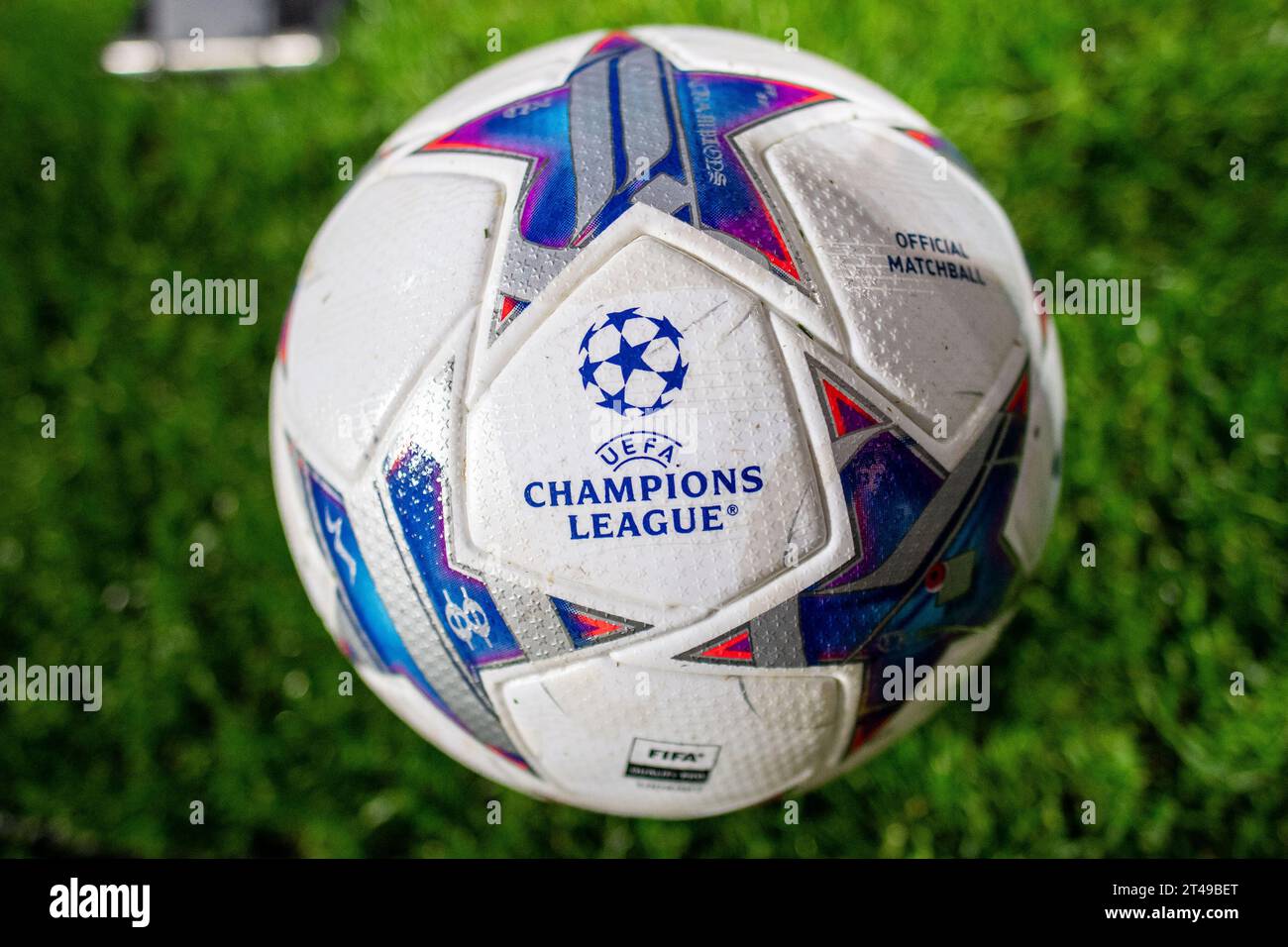 LENS, FRANCE - OCTOBER 24: Official match ball with UEFA Champions ...