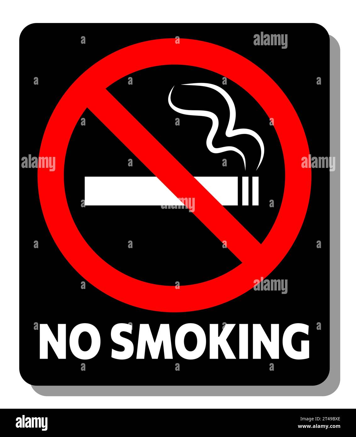 No smoking warning sign. Illustration with text: No smoking. Black ...