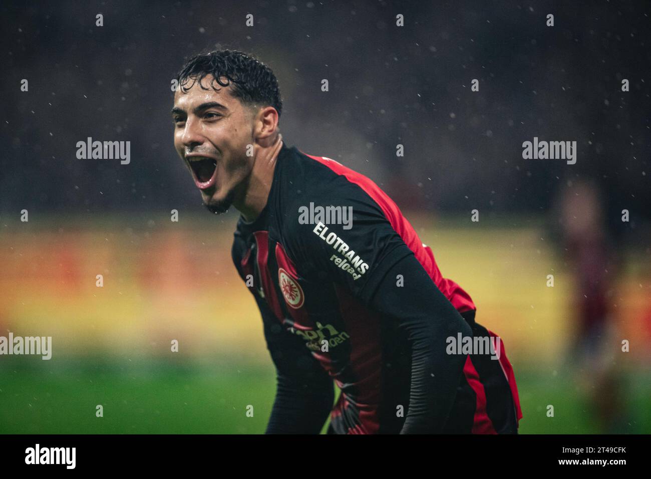 FRANKFURT, GERMANY - OCTOBER 29: Fares Chaibi celebrates his goal ...