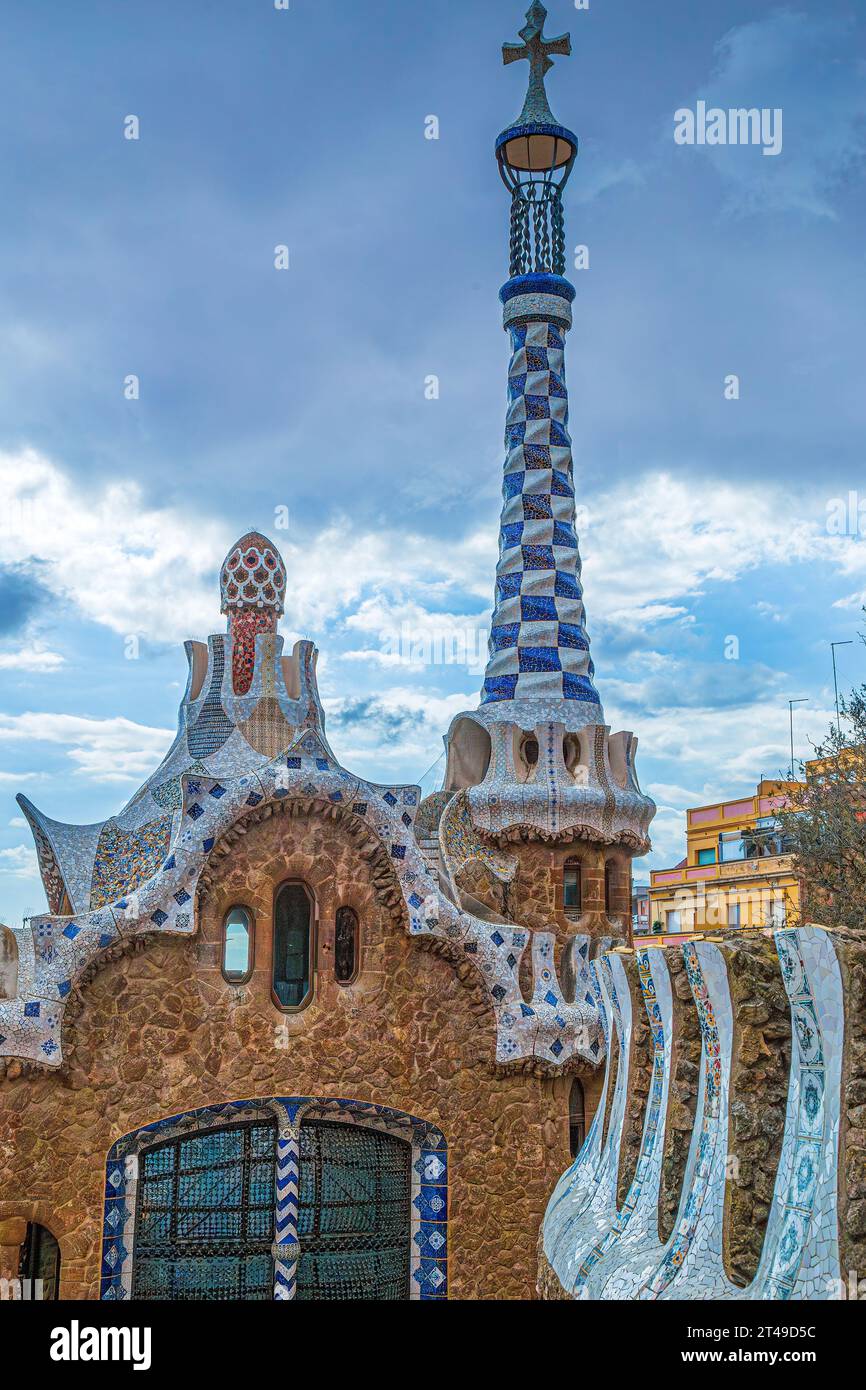 Barcelona, Spain - Feb. 28,2022: Detail from the Park Güell main ...