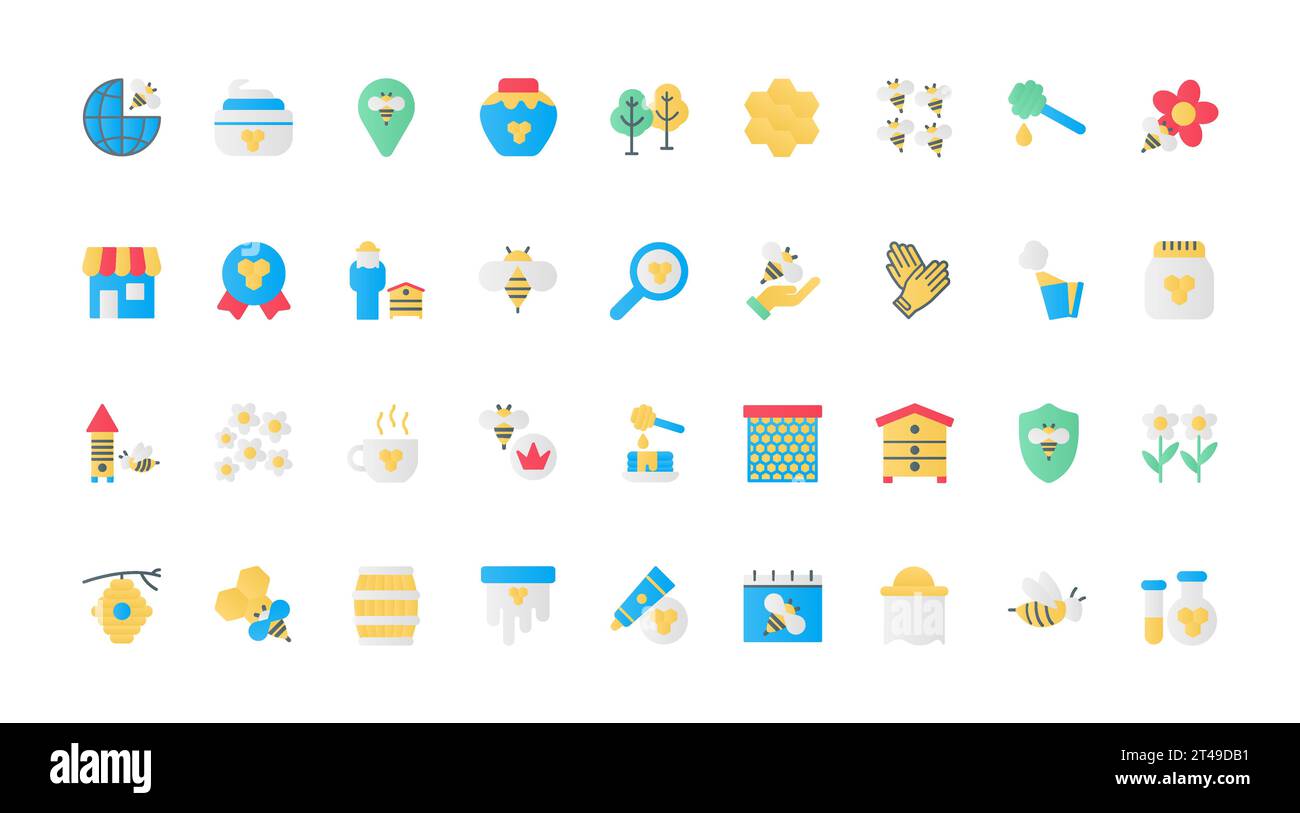 Honey, apiary and beekeeping flat icons set vector illustration ... Honey, apiary and beekeeping flat icons set vector illustration ...