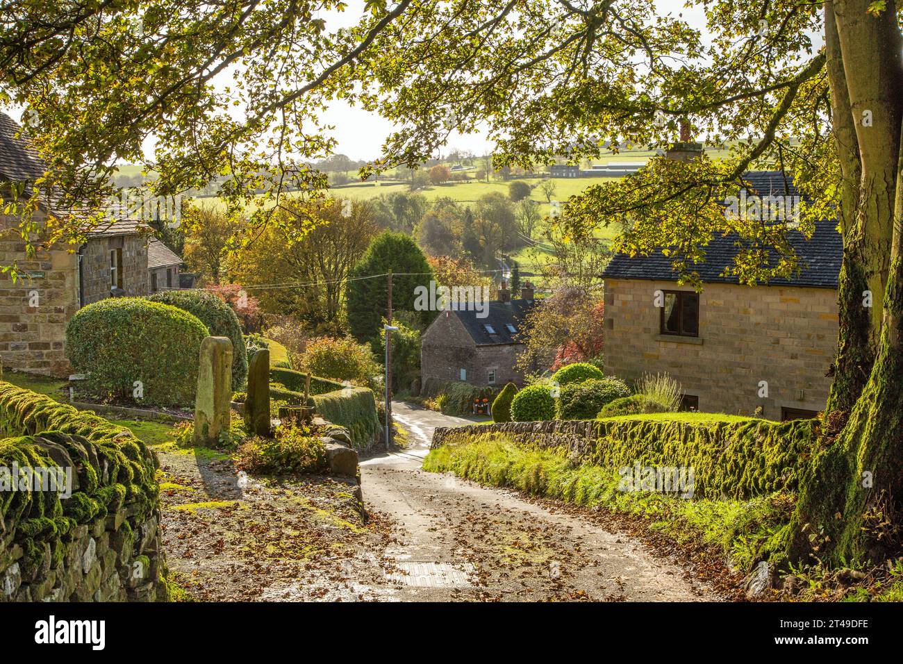 View of the North Staffordshire Moorlands Peak District village of ...