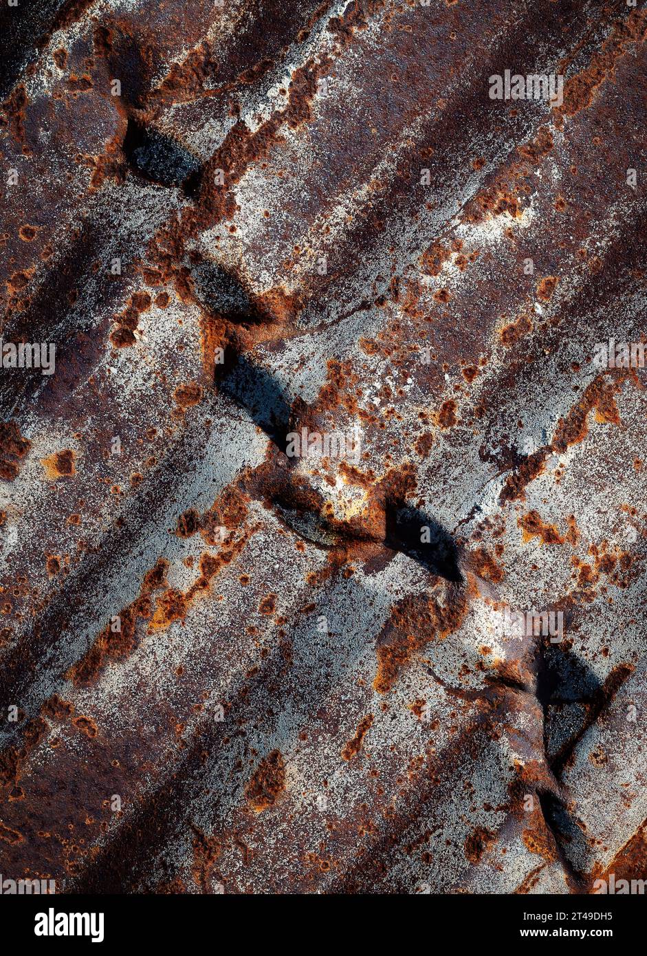 background or texture abstract detail of a rusty corrugated sheet Stock ...