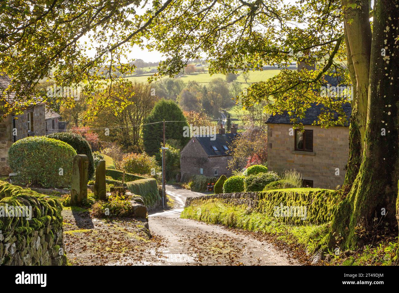 View of the North Staffordshire Moorlands Peak District village of ...