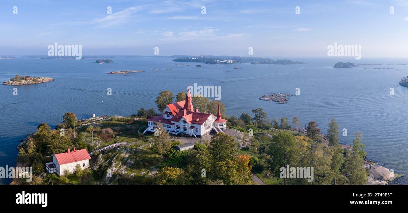 Helsinki urban archipelago in an aerial panoramic view Stock Photo - Alamy