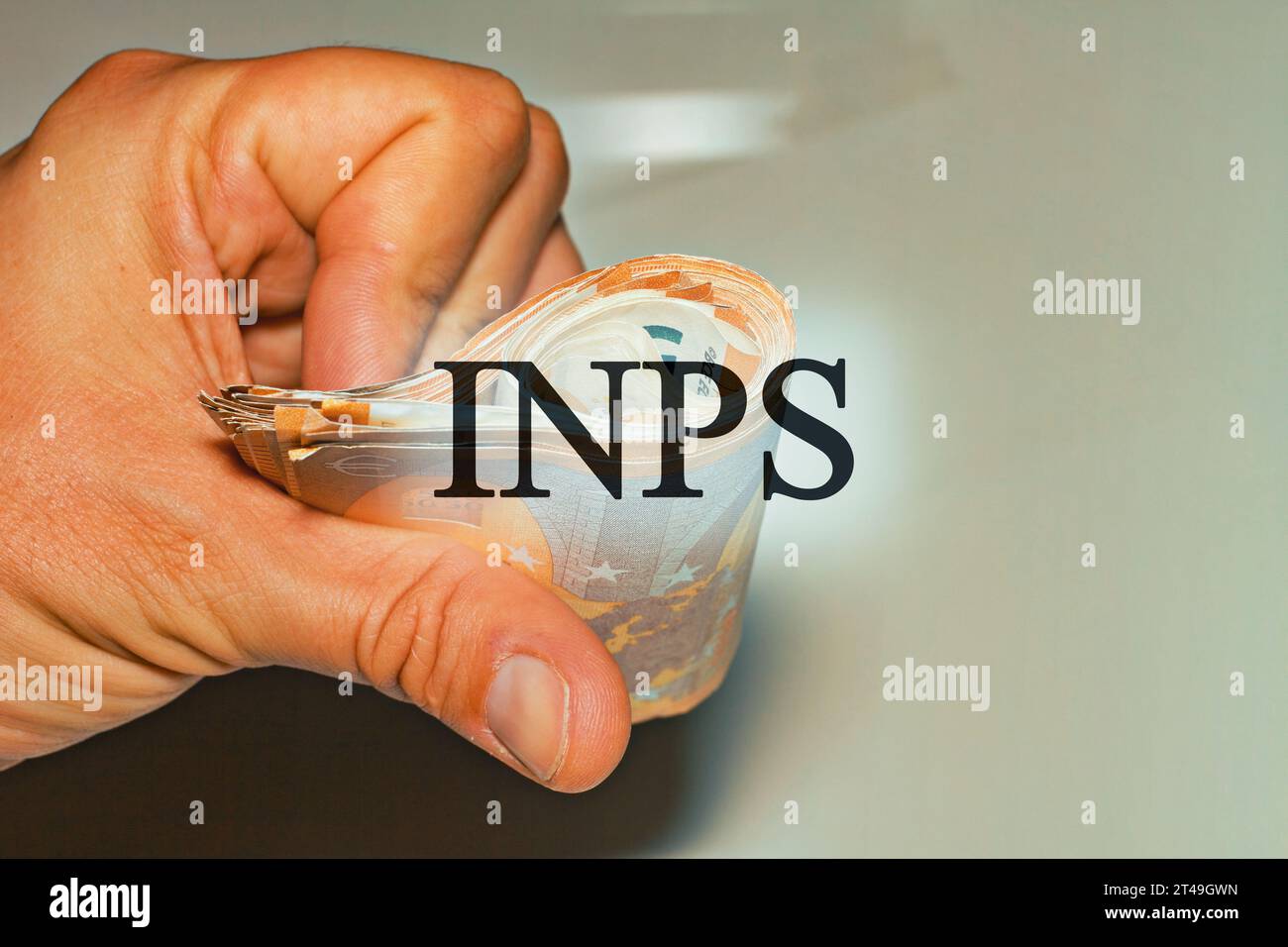 European banknotes with the sign "inps", Italian pension Stock Photo ...