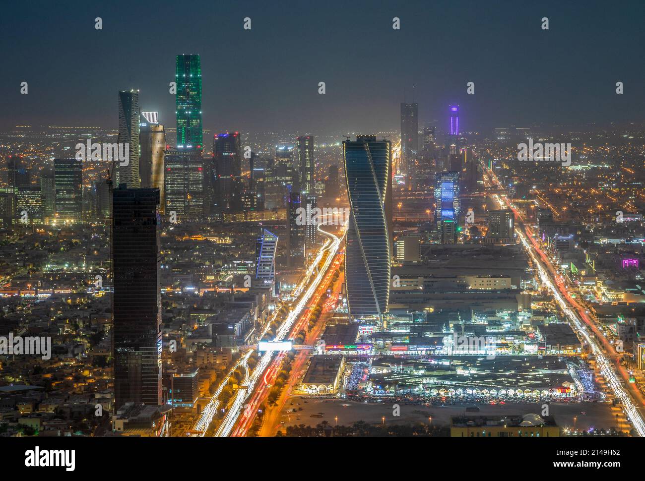 Night panorama of downtown of Riyadh city, Al Riyadh, Saudi Arabia ...
