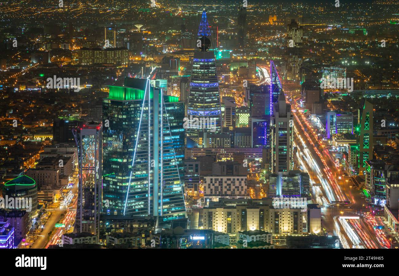 Night panorama of Al Olaya downtown of Riyadh city, Al Riyadh, Saudi Arabia Stock Photo - Alamy