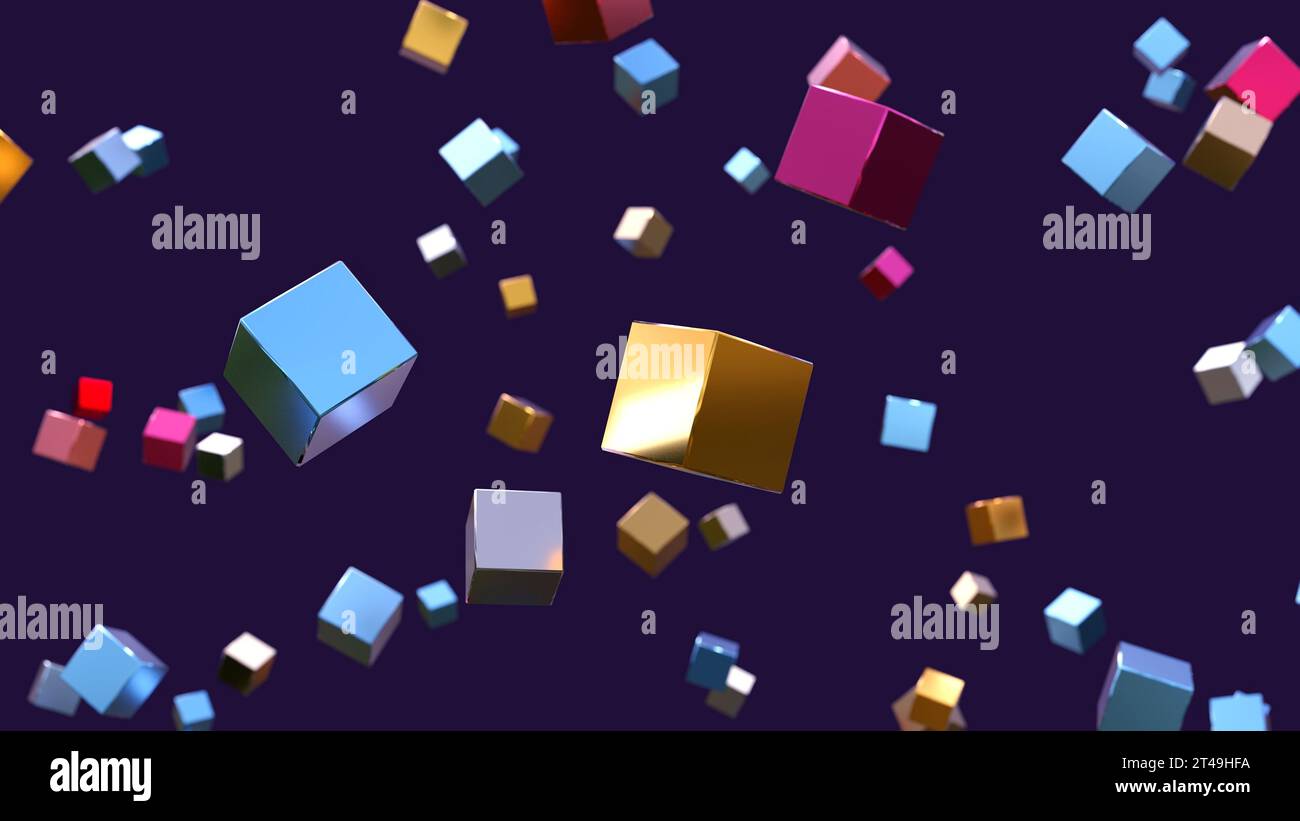 3d flying cube hi-res stock photography and images - Alamy