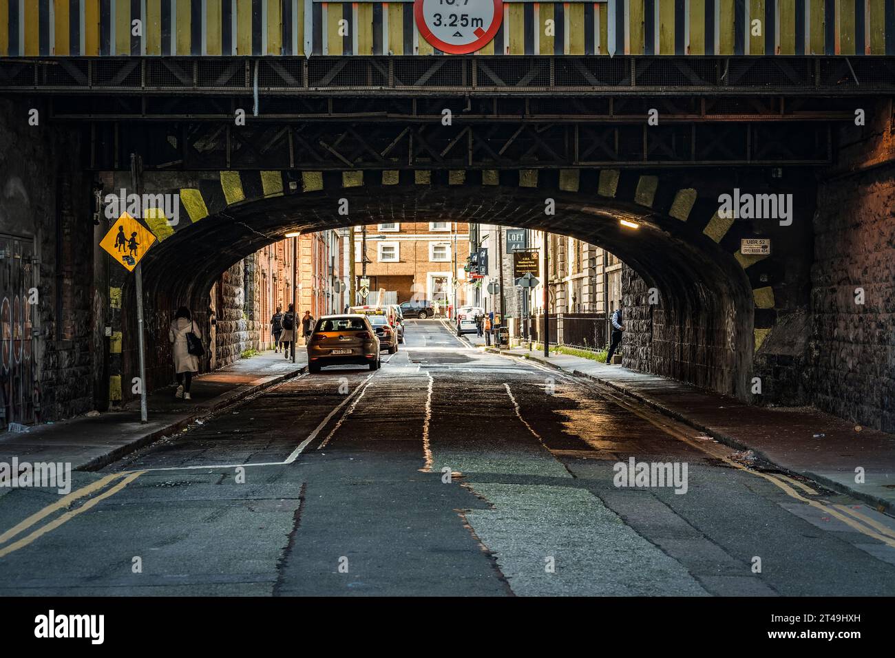 Old stone arch railway bridge at Cumberland Street just below the ...