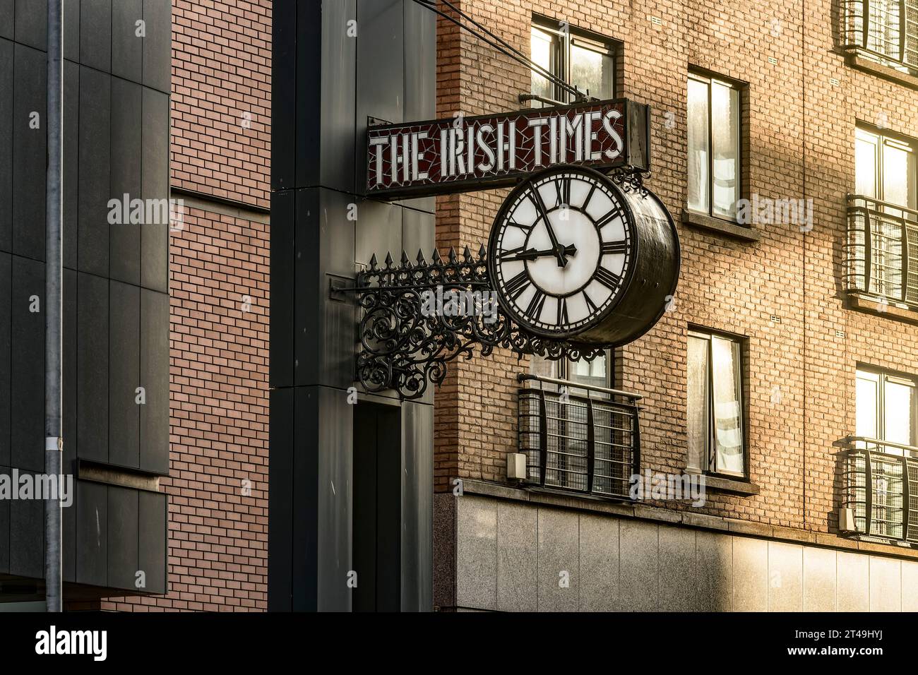 The Irish Times Clock on its Headquarters at Townsend Street, Dublin ...