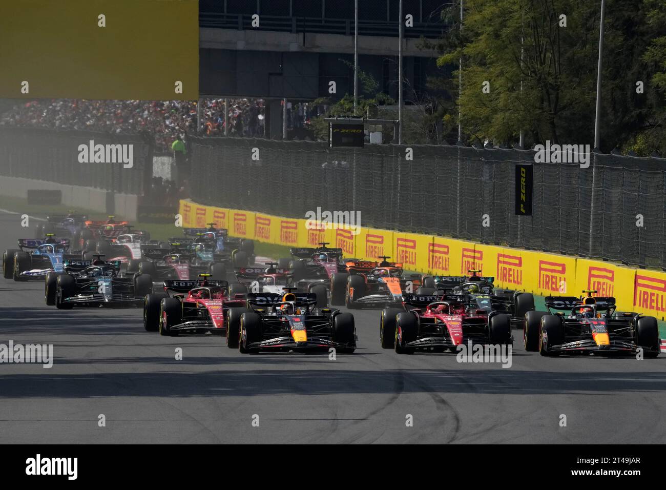 Drivers race during the Formula One Mexico Grand Prix auto race at the ...