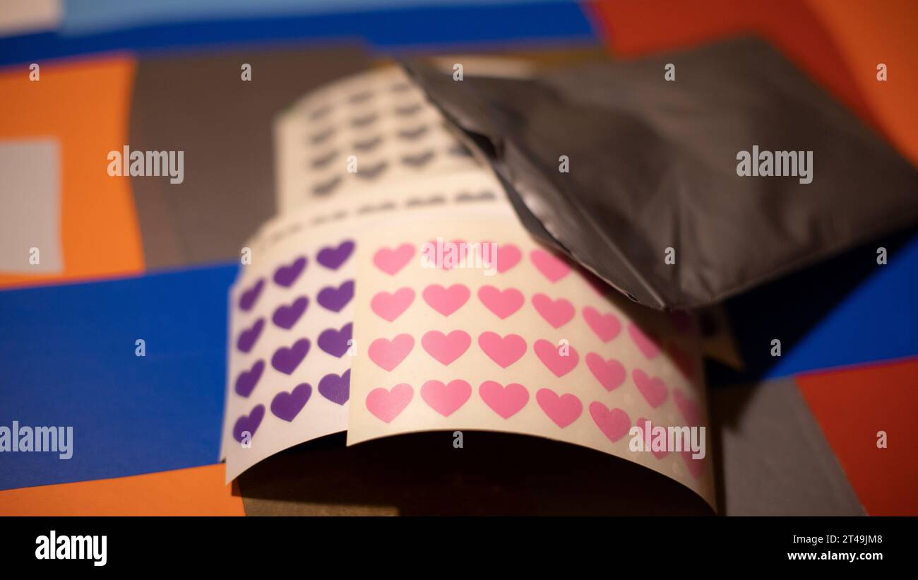 Stickers texture of hearts. Plotter cutting. Making stickers for ...