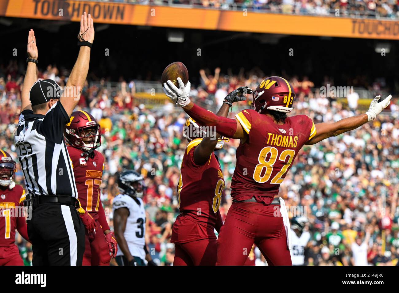 Washington Commanders tight end Logan Thomas (82) celebrates his ...