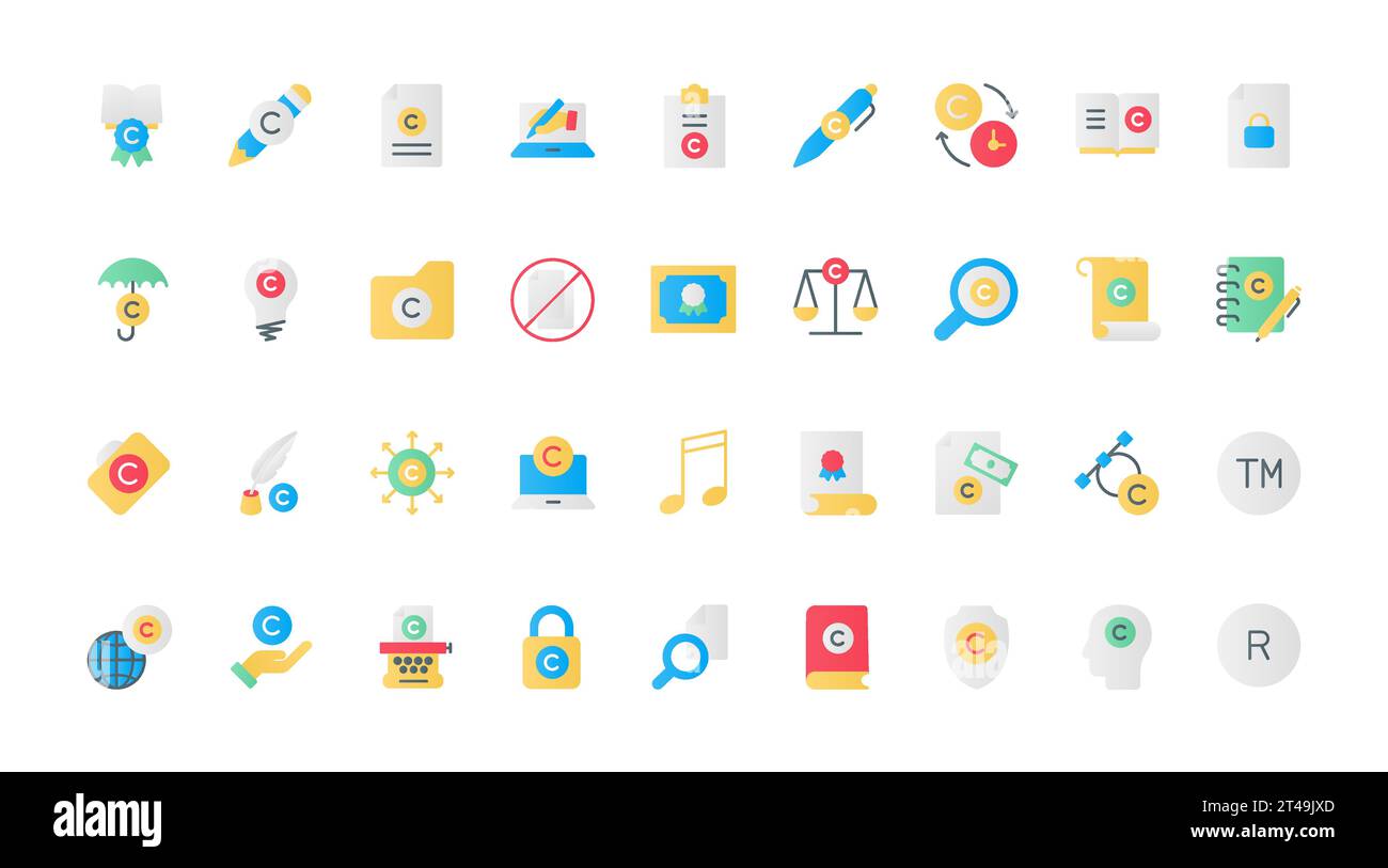 Flat symbols of patents and intellectual property protection law and ...