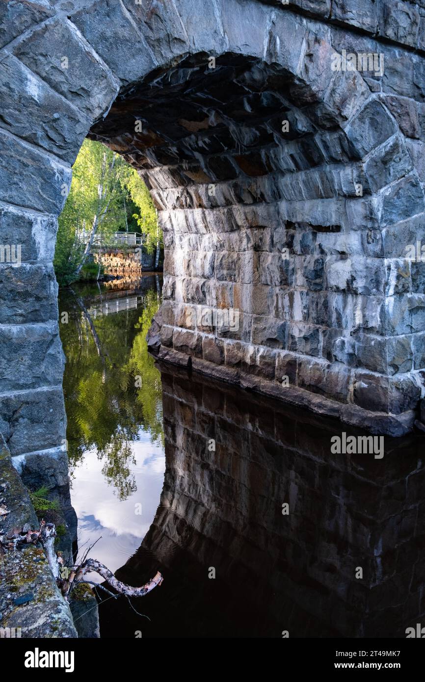 RAILWAY BRIDGE ARCH, LAKE, KAJAANI: A railway bridge arch over a lake ...