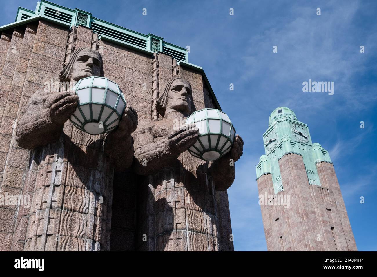 Helsinki Central Railway Station in summer in central Helsinki, Finland ...