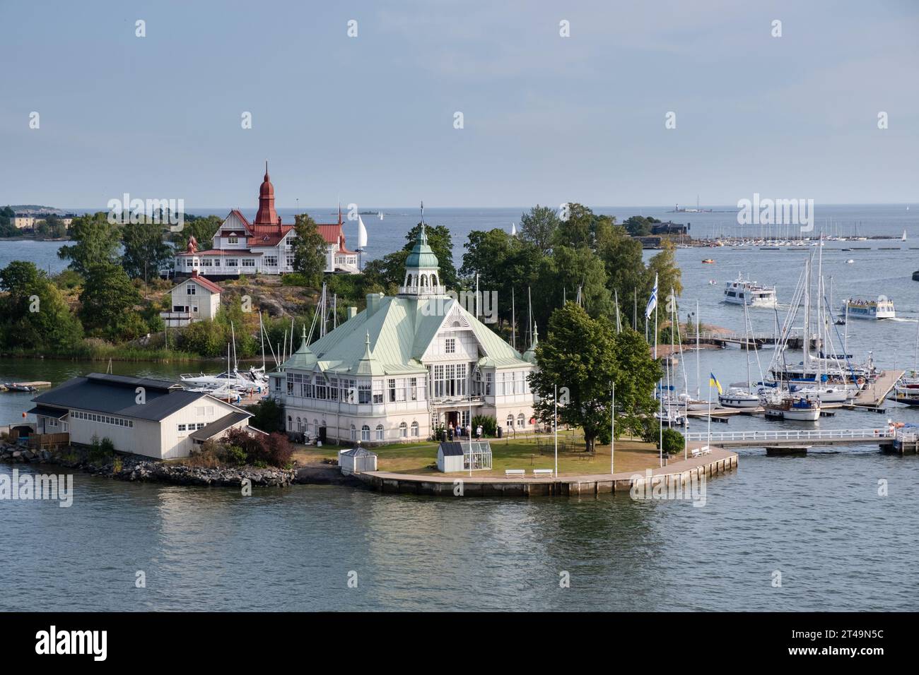 Valkosaari Island in the central Port of Helsinki from a cruise ferry ...