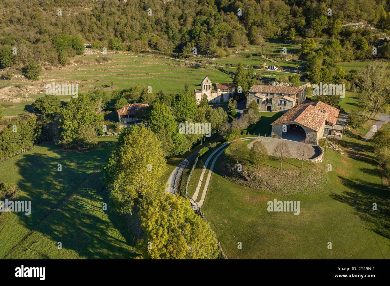 Aerial view of the Cal Pubill rural country house and the rural ...