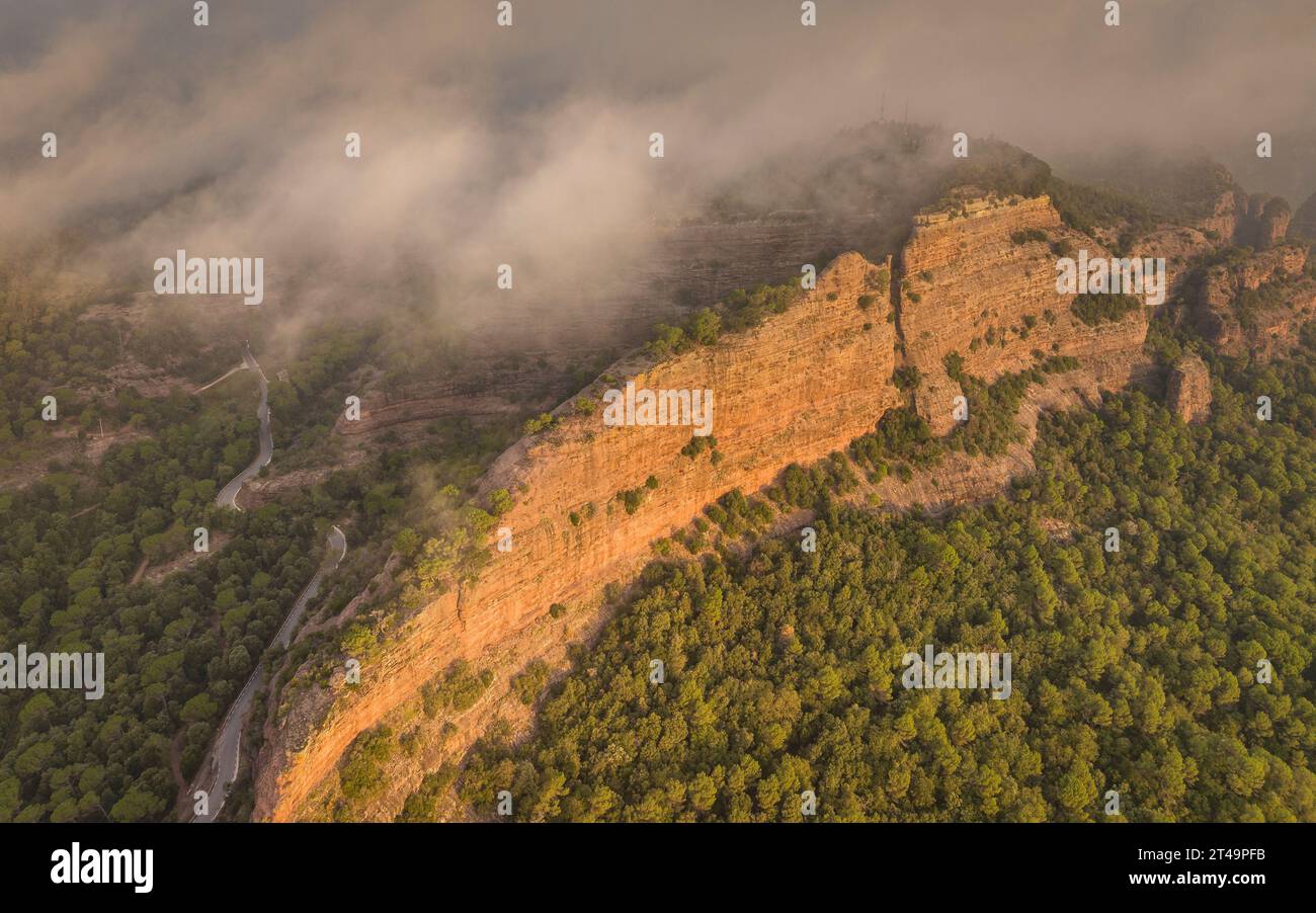 Aerial view of the cliff and viewpoint of Salt de la Minyona, in Les ...