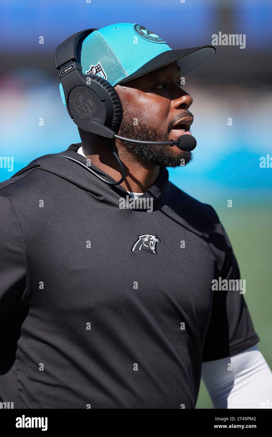 Carolina Panthers offensive coordinator Thomas Brown watches from the ...