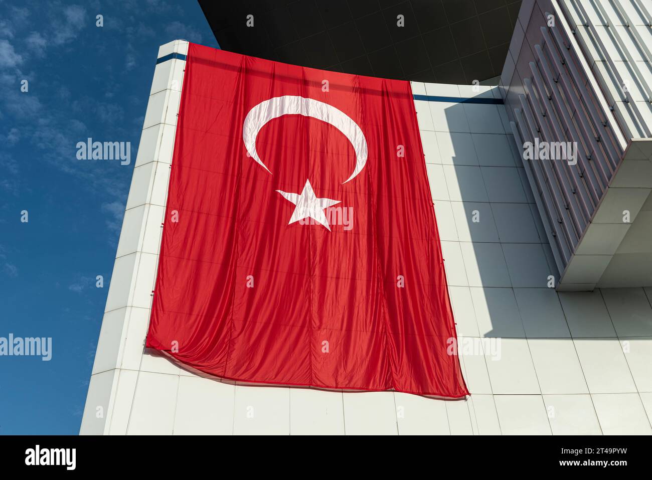 ISTANBUL, TURKEY - OCTOBER 29, 2029: Background of Red Turkish national ...