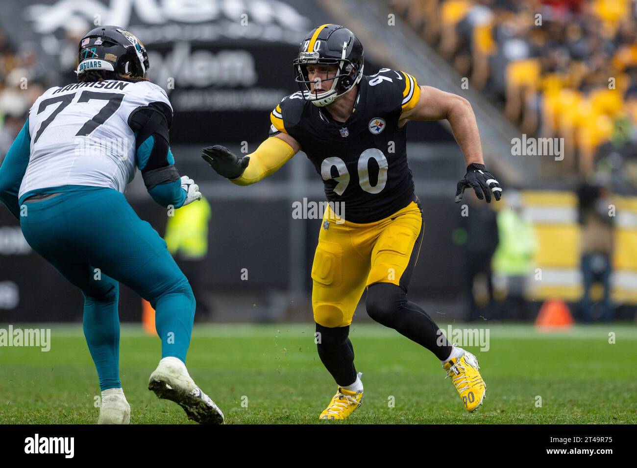 Pittsburgh Steelers linebacker T.J. Watt (90) defends during an NFL ...