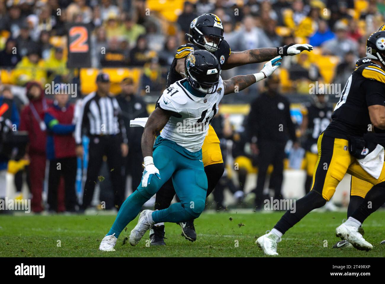 Jacksonville Jaguars linebacker Josh Allen (41) pursues a play after ...