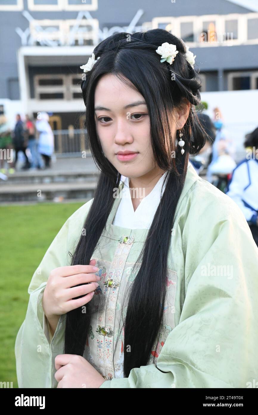 ExCeL London, UK. 29th Oct, 2023. A Chinese girl wearing hanfu at MCM ...