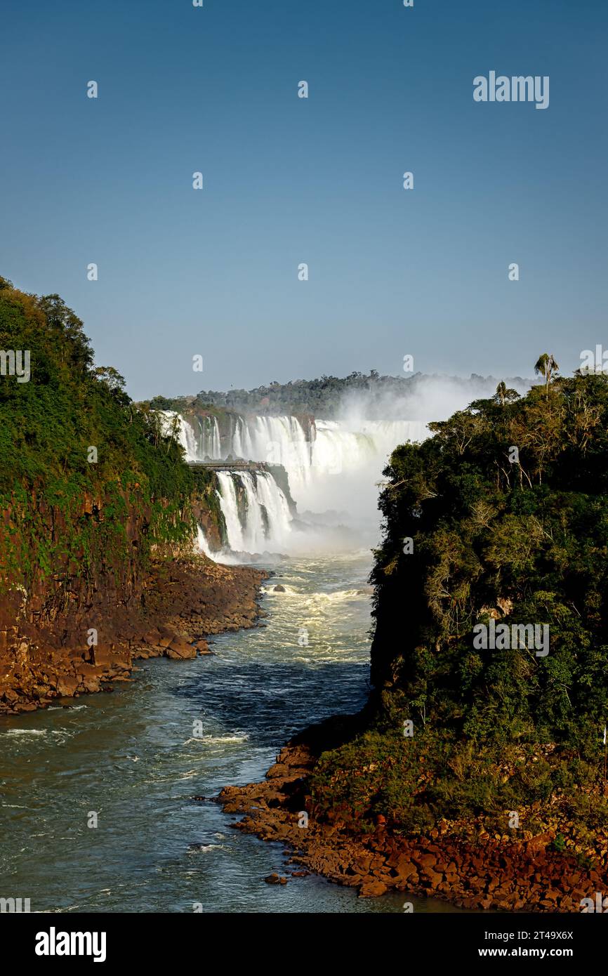 Current of the Iguazu River after flowing from the Iguazu Falls Stock ...