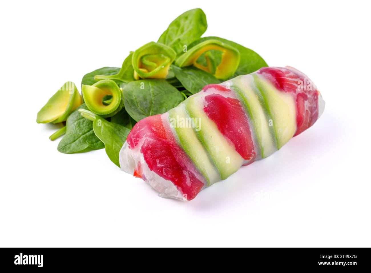 spring rolls with tuna on a white background for a food delivery site 1 ...